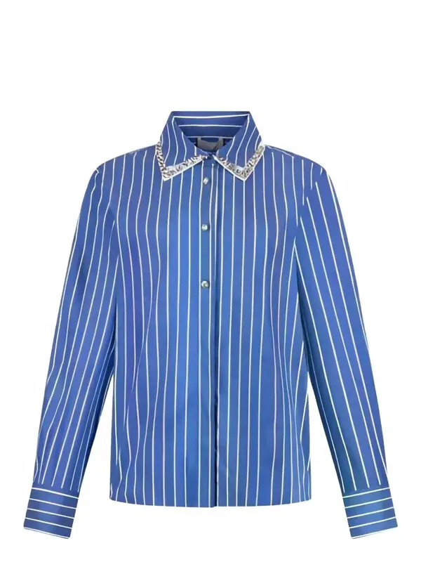 Liu Jo Striped Embellished Collared Shirt - Blue
