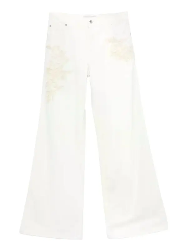 ERMANNO FIRENZE Floral-embroidered Jeans - White
