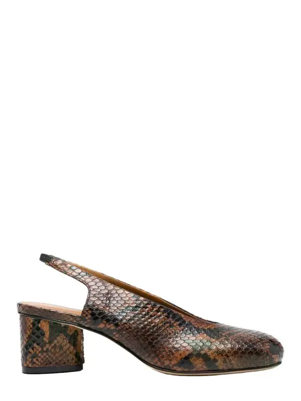 VIC MATIE Caguas Reptile-effect Slingback Pumps - Brown
