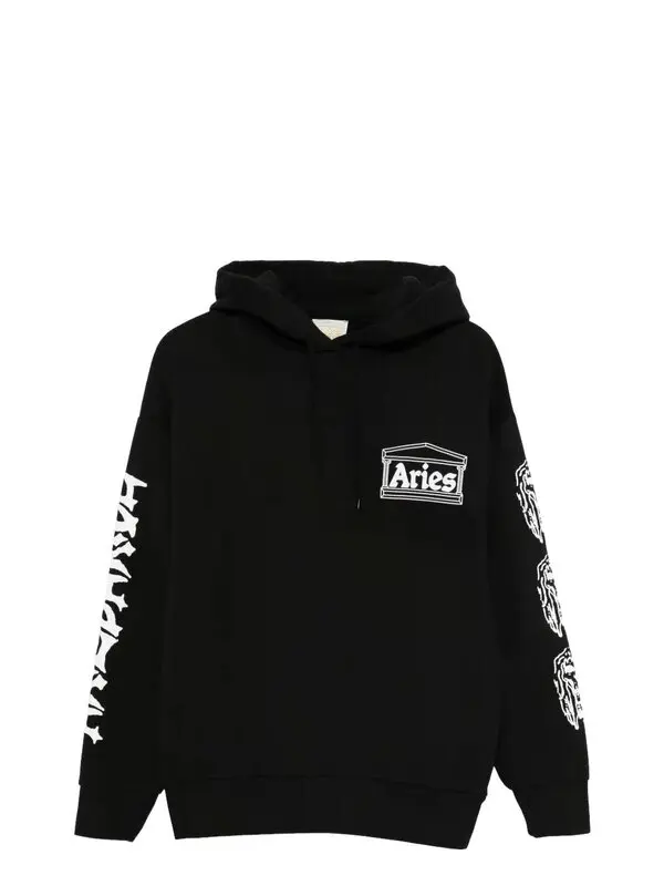 Aries Embroidered Hoodie - Black