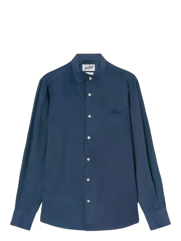 MC2 SAINT BARTH Chemise Ice Shirt In Pure Cotton Voile - Blue