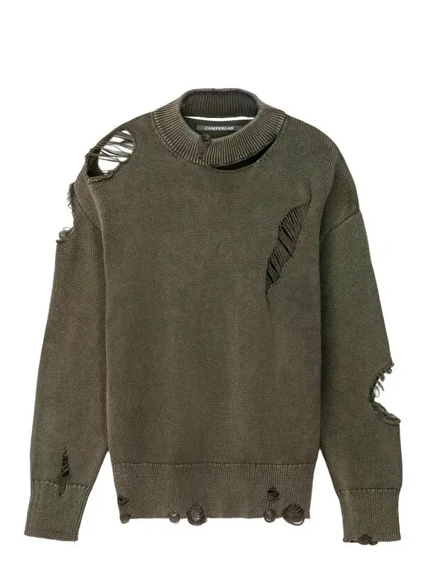 Camper Crew-neck Cut-out Sweater - Green
