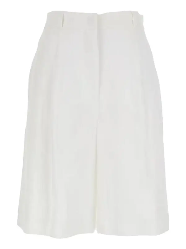 Max Mara Pleat-detail Linen Shorts - White