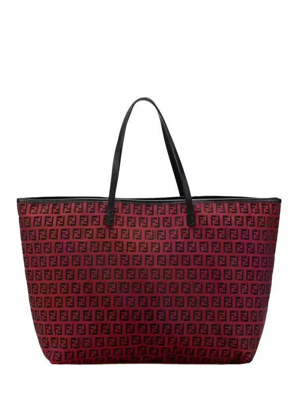 Fendi 2000-2010 Medium Zucchino Canvas Roll Tote Bag - Red