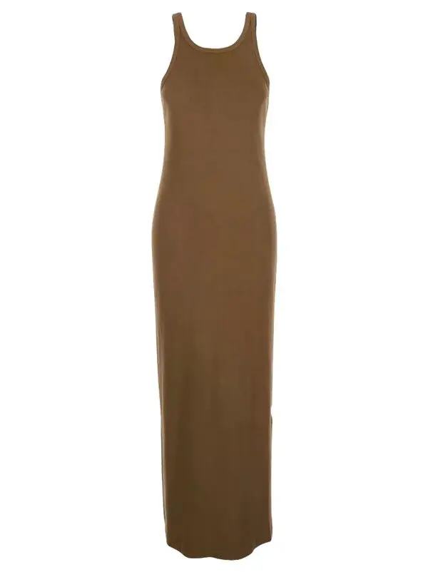 JUCCA Ribbed Sleeveless Midi Dress - Brown