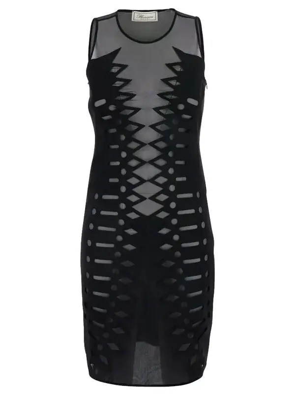 Blumarine Embroidered Scuba Dress - Black