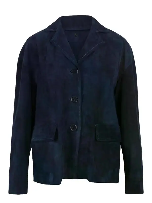 SALVATORE SANTORO Notched Collar Suede Jacket - Blue
