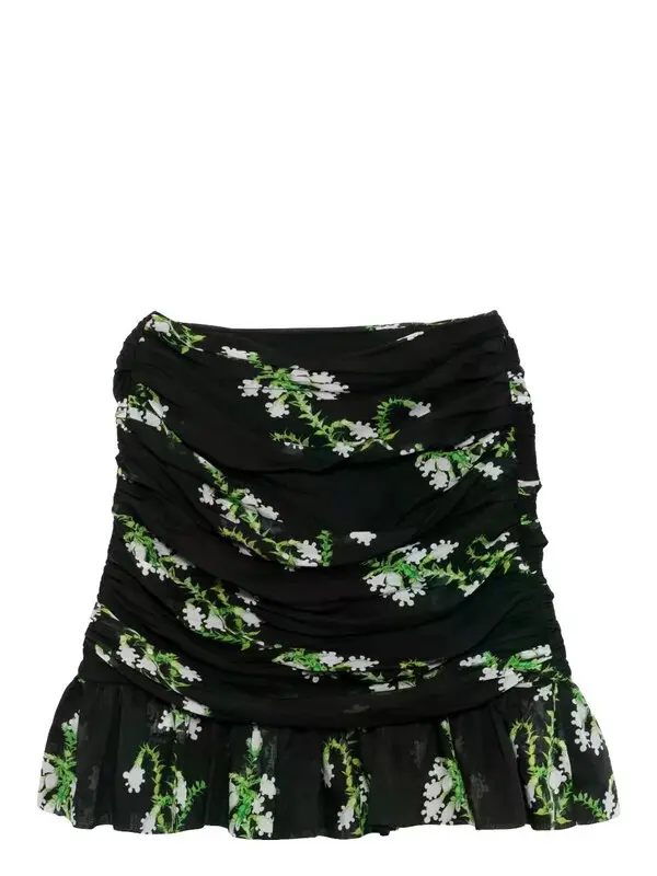 Cynthia Rowley Floral-print Silk Mini Skirt - Black