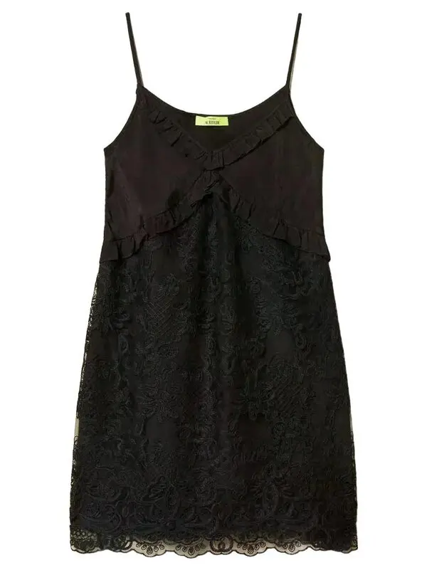 TWINSET Ruffled Lace Dress - Black