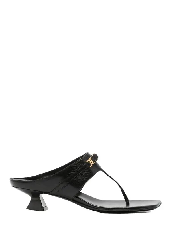 SERGIO ROSSI Square-toe Thong Sandals - Black