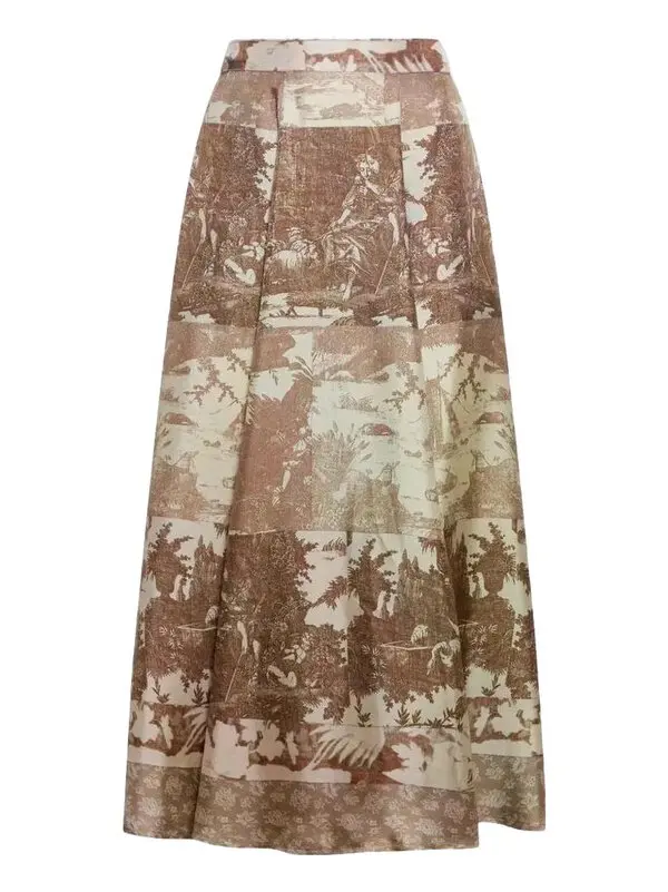 PIERRE-LOUIS MASCIA Aloe A-line Midi Skirt - Brown