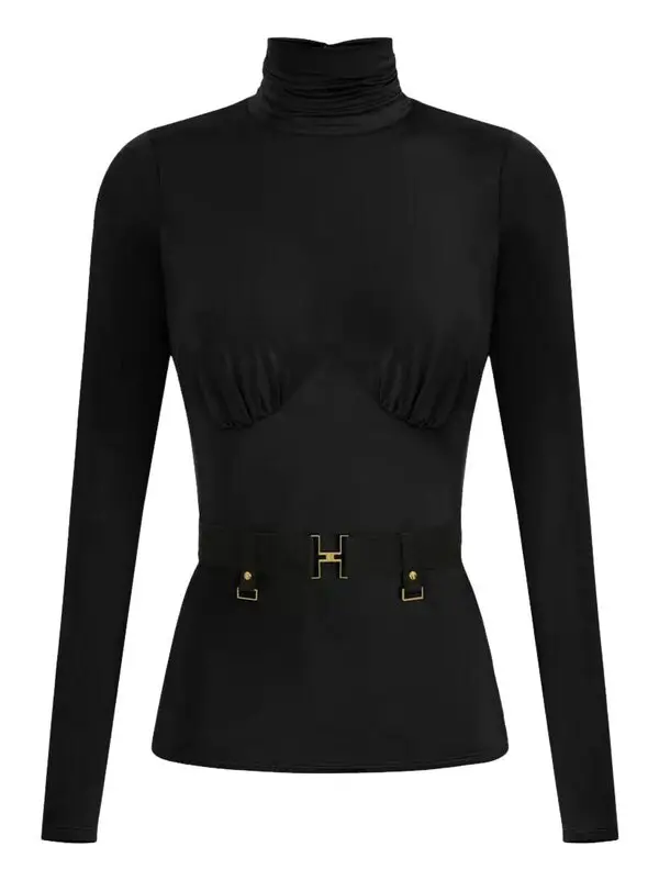 Elisabetta Franchi Gathered-detail Belt Top - Black