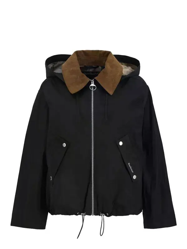 Barbour Corduroy Collar Hooded Jacket - Black