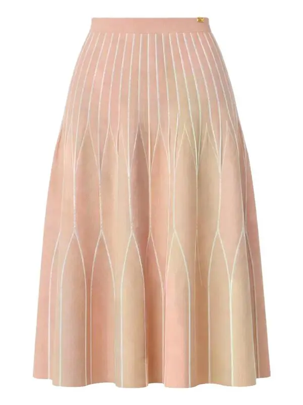 Elisabetta Franchi Pleated Knit Midi Skirt - Pink