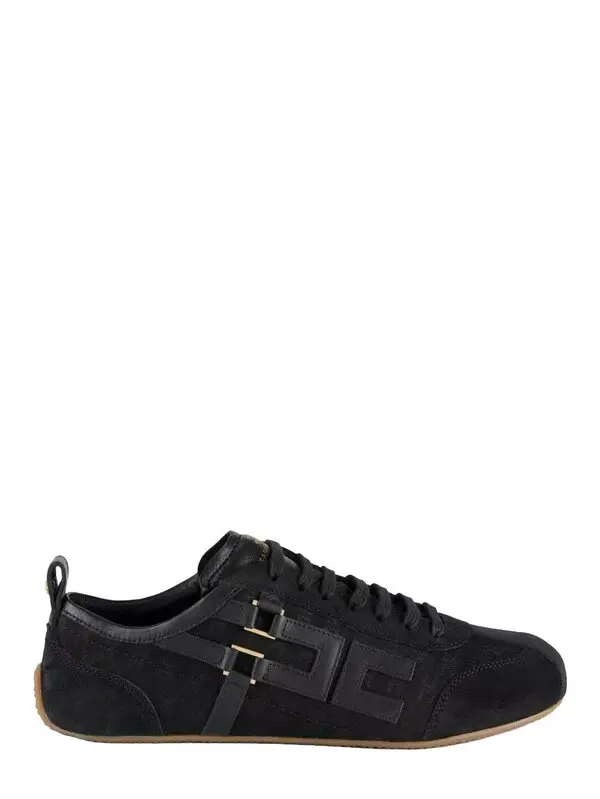 Elisabetta Franchi Monogram Embroidered Sneakers - Black