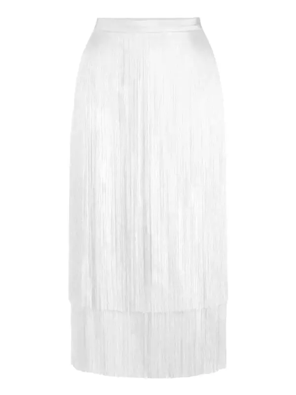 Elisabetta Franchi Grosgrain Fringe Skirt - White