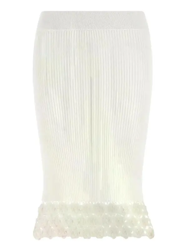 GANNI Crochet Ribbed Midi Skirt - White