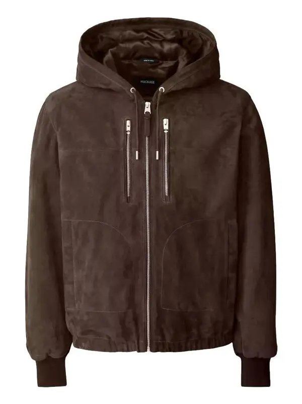 Mackage Hooded Suede Jacket - Brown