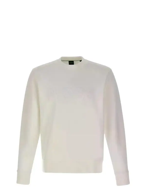 BOSS Logo Ribbed Crew-neck Sweatshirt - Neutrals