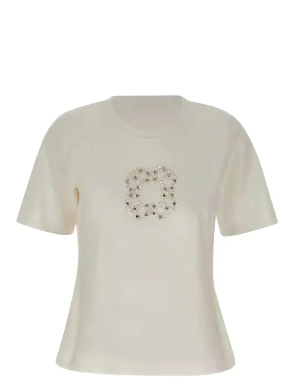 ELENA MIRO` Jewel Logo T-shirt - Neutrals