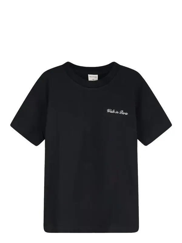 WALK IN PARIS Logo-embroidered Round-neck T-shirt - Black