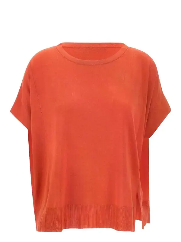 ELENA MIRO` Ribbed Sweater With Side Slits - Orange