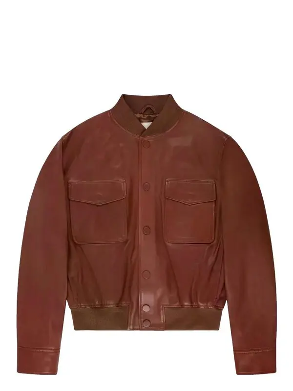 Montedoro Leather Bomber Jacket - Brown