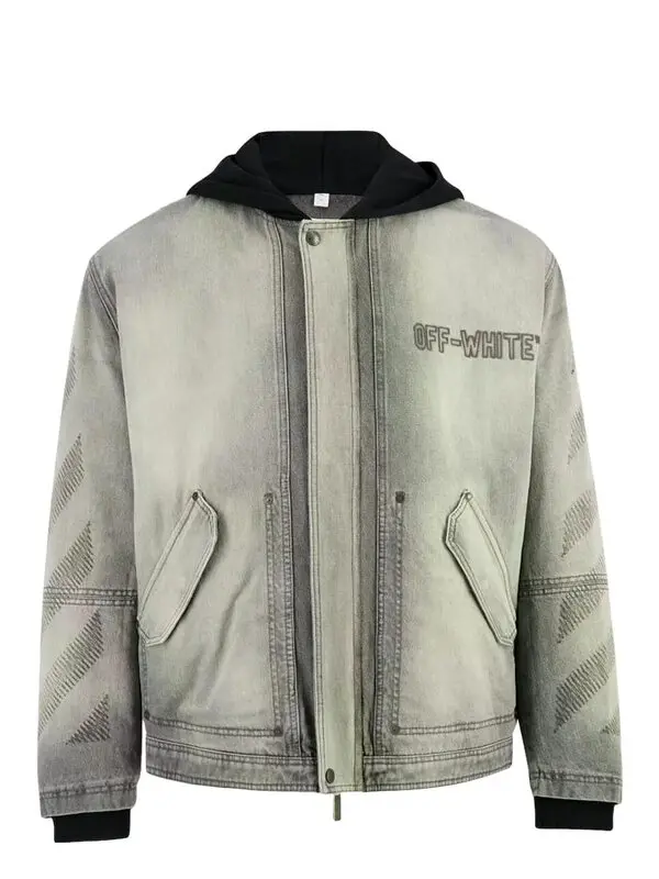 Off-White Hooded Denim Jacket - Grey