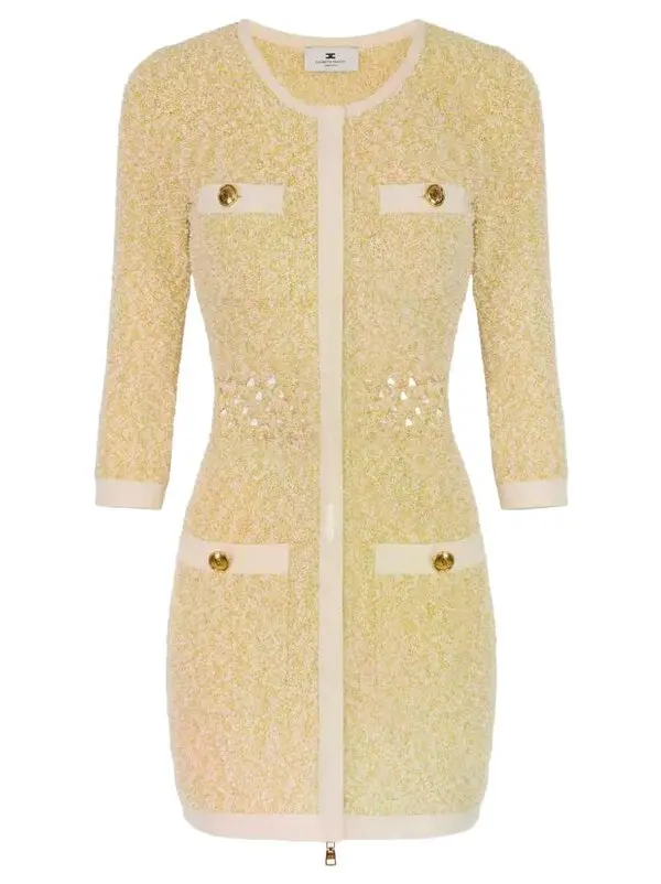 Elisabetta Franchi Bouclé Mini Dress - Yellow