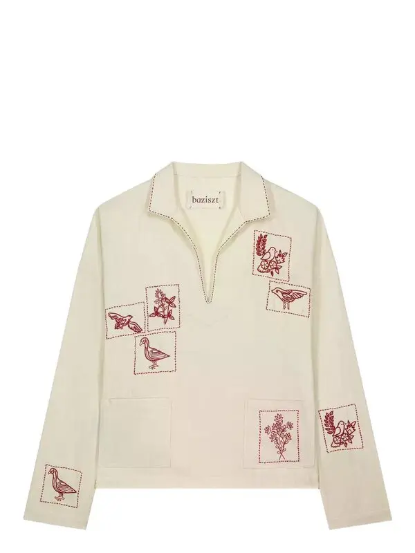 BAZISZT Hauz Embroidered Shirt - Neutrals