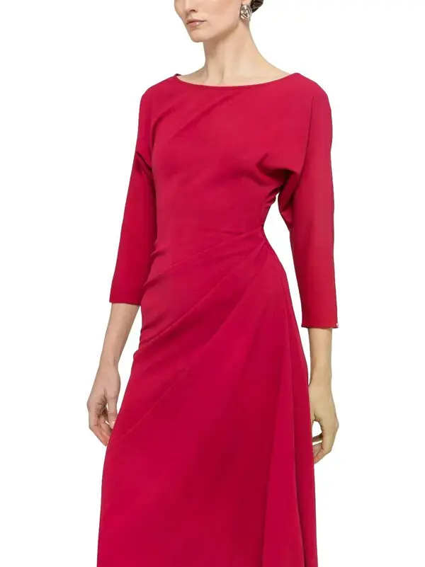 NISSA Pleated Midi Dress - Red