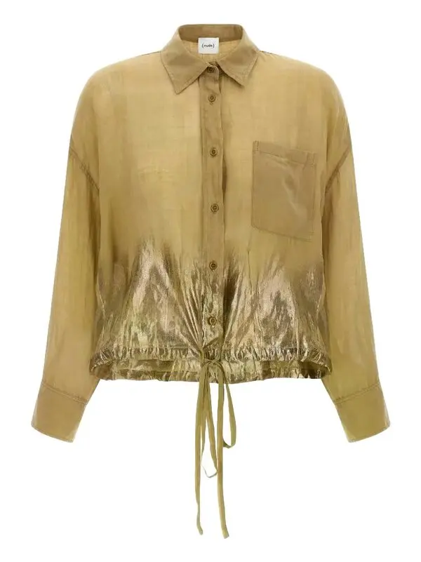 NUDE Pocket Drawstring Shirt - Brown