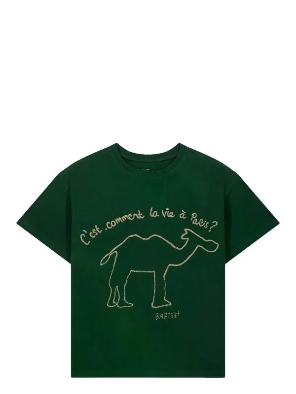 BAZISZT Kamy Camel-print T-shirt - Green