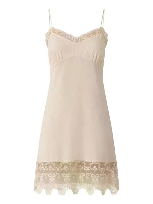 Simone Rocha Lace-trimmed V-neck Dress - Neutrals