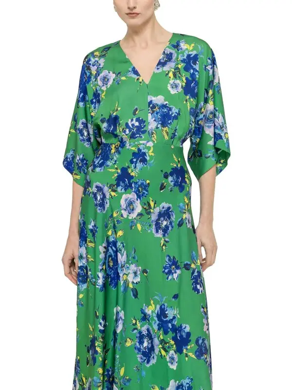 NISSA Printed Midi Dress - Green