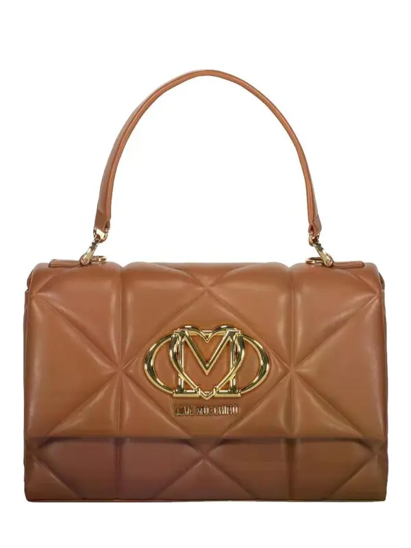 Moschino Quilted Tote Bag With Logo Hardware - Brown