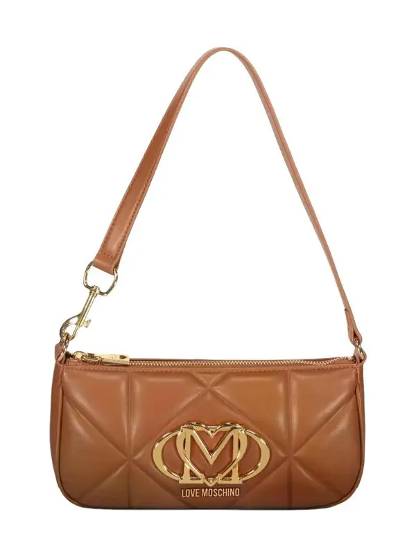 Moschino Metallic Logo Shoulder Bag - Neutrals
