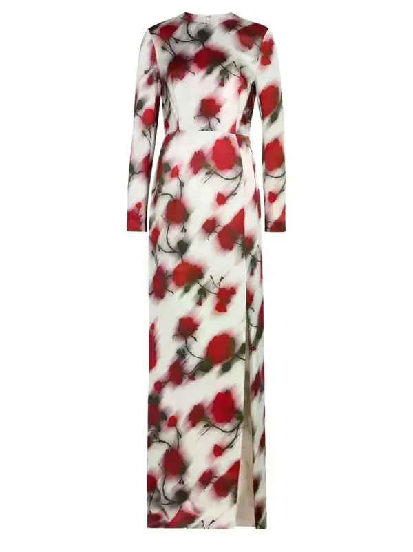 PATRICK ASSARAF Floral-print Slit Dress - White