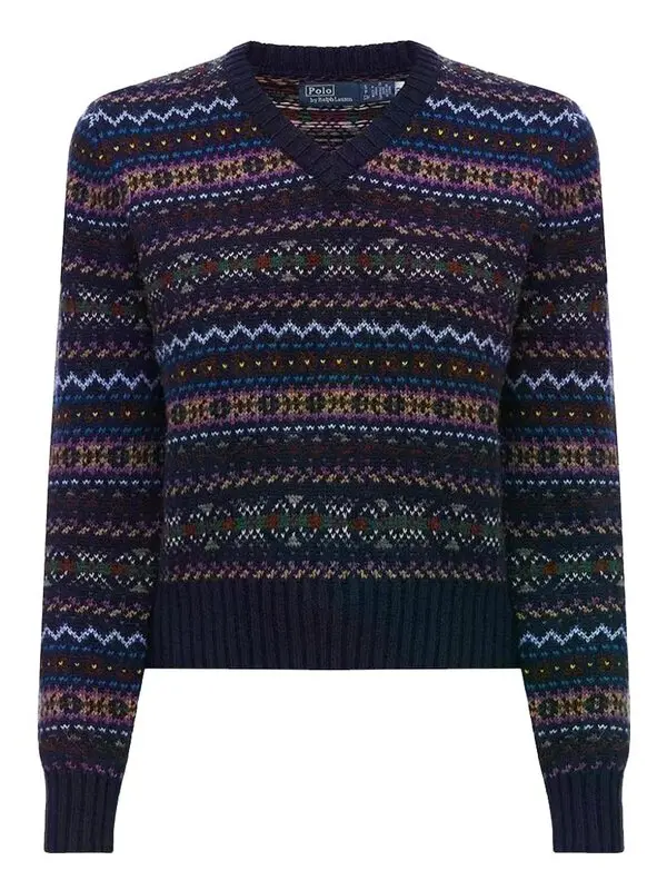 Polo Ralph Lauren Patterned V-neck Sweater - Blue
