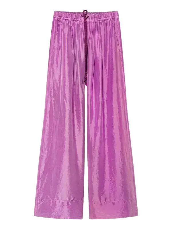 FORTE_FORTE Elasticated-waistband Silk Trousers - Purple