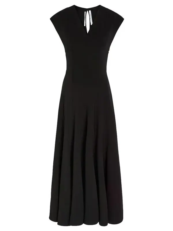 Another Tomorrow V-neck Midi Dress - Black