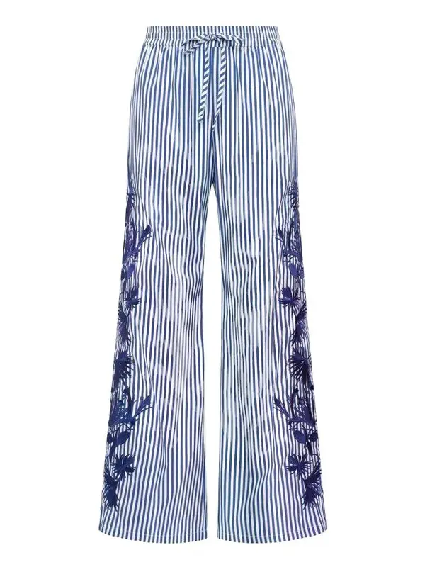 Malìparmi Striped Embroidered Trousers - Blue