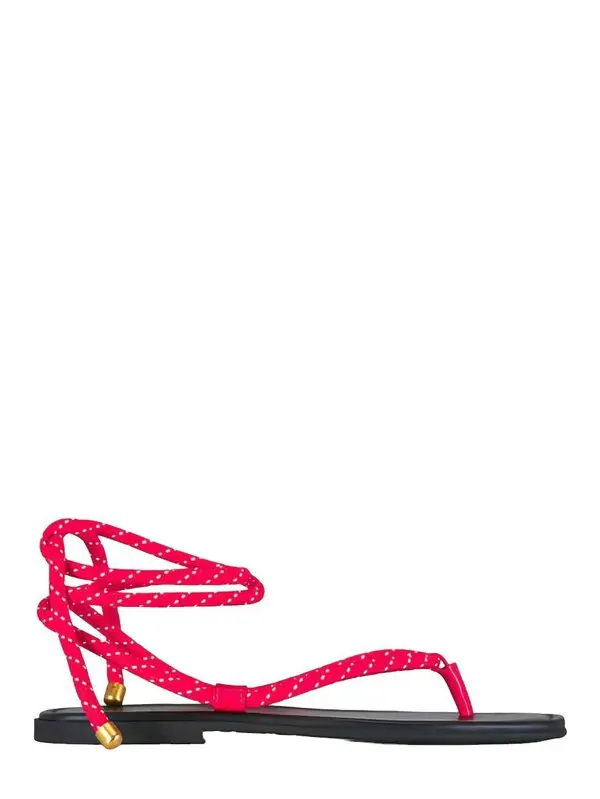 Veronica Beard Carmina Cord Rope Tie Sandals - Red
