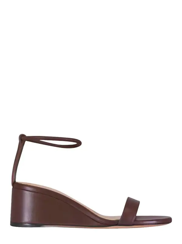 GIANVITO ROSSI Leather Wedge Sandals - Brown