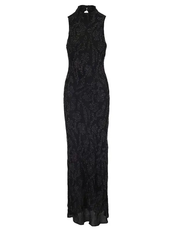 Veronica Beard High-neck Keyhole Maxi Dress - Black