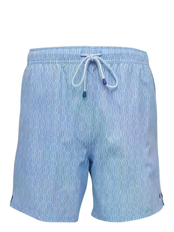 Peter Millar Geometric-pattern Drawstring Swim Shorts - Blue