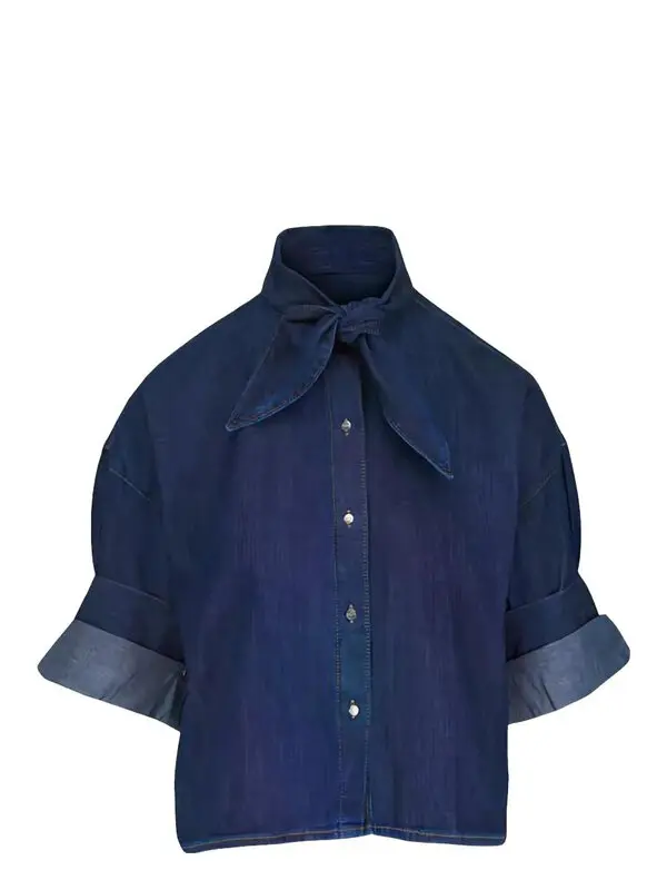 TWP Tie-neck Blouse - Blue