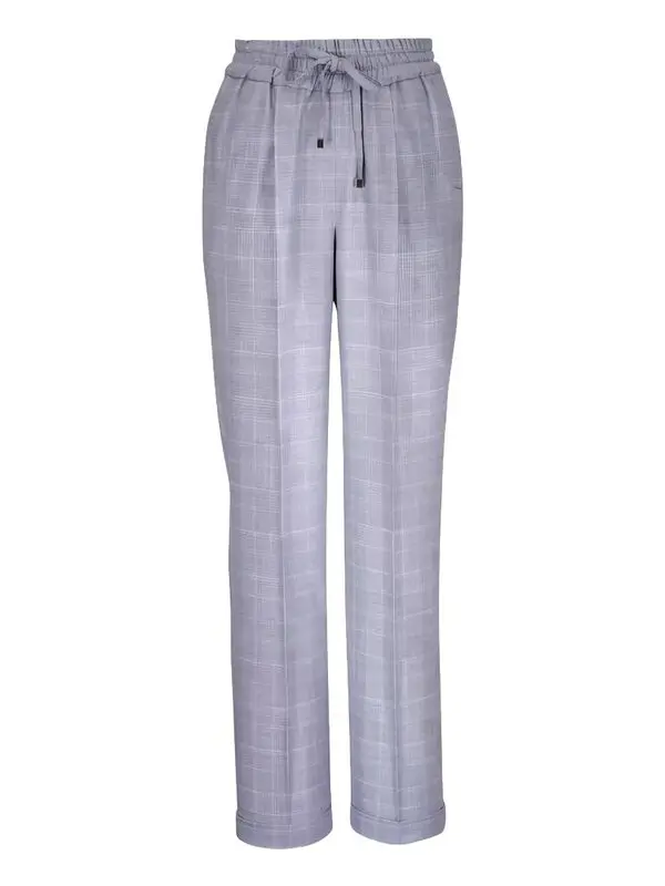 Kiton Plaid Drawstring Trousers - Grey