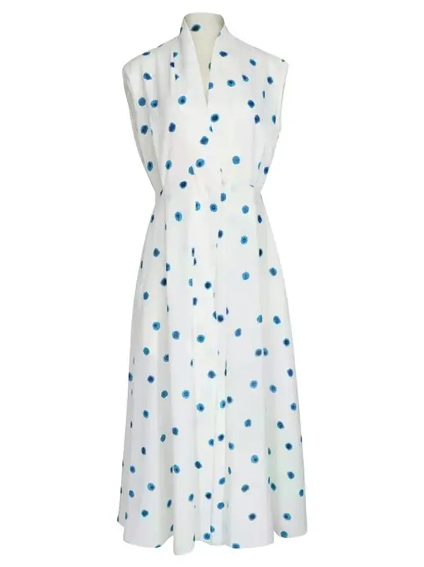 EDELINE LEE Collared Printed Dress - White