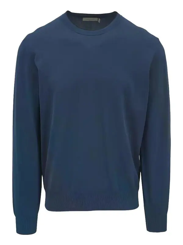 Canali Cotton Crew Neck Sweater - Blue